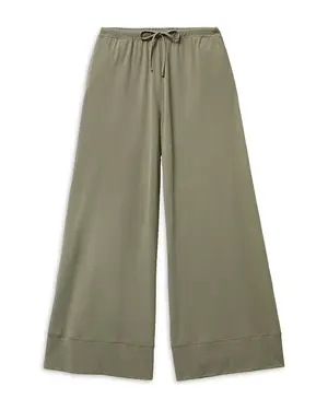 PETITE PLUME Pima Cotton Wide Leg Pajama Pants - Green