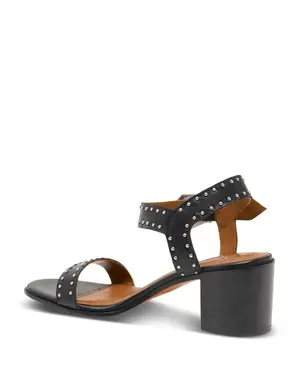 Free People Studded Block Heel Sandals - Black Tide