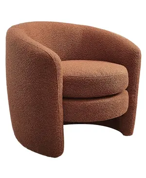 MODWAY Affinity Upholstered Boucle Fabric Curved Back Armchair - Rust