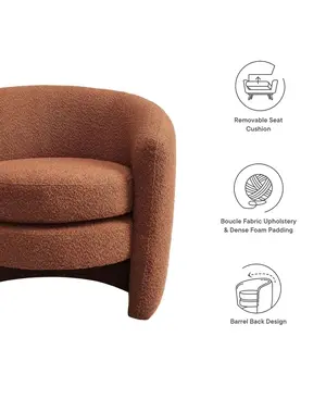 MODWAY Affinity Upholstered Boucle Fabric Curved Back Armchair - Rust
