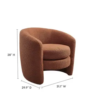 MODWAY Affinity Upholstered Boucle Fabric Curved Back Armchair - Rust