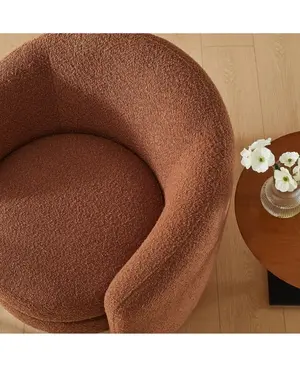 MODWAY Affinity Upholstered Boucle Fabric Curved Back Armchair - Rust