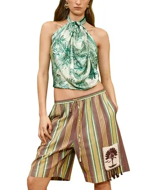 ALEMAIS Sara Silk Scarf Top - Green