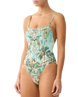 Camilla Printed Straight Neck One Piece Swimsuit