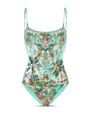 Camilla Printed Straight Neck One Piece Swimsuit
