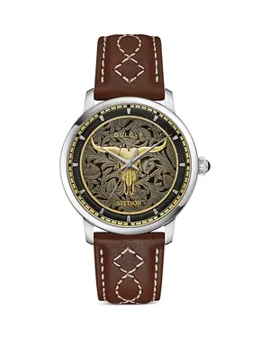 Bulova Hudson Stetson Watch, 39mm - Brown/black
