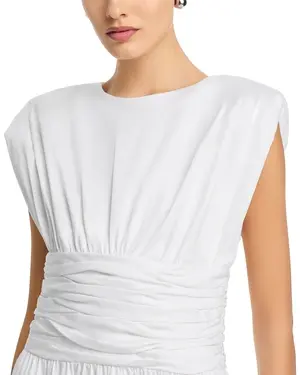 TOCCIN Evangeline Strong Shoulder Midi Dress - Optic