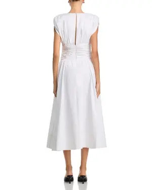 TOCCIN Evangeline Strong Shoulder Midi Dress - Optic