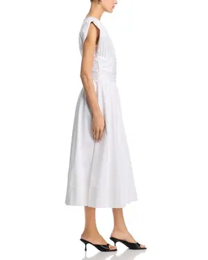 TOCCIN Evangeline Strong Shoulder Midi Dress - Optic