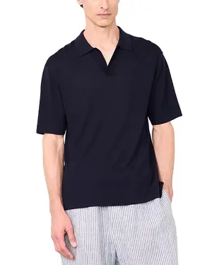 Officine Générale Pele Texture Sweater Polo - Navy Ink