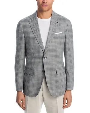 BOSS Hutson Slim Fit Plaid Sport Coat - Silver