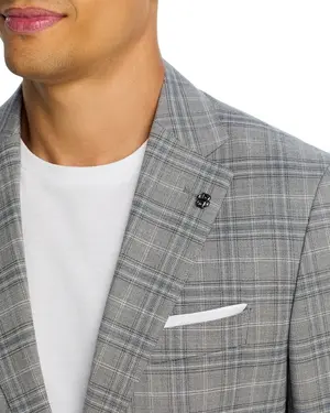 BOSS Hutson Slim Fit Plaid Sport Coat - Silver