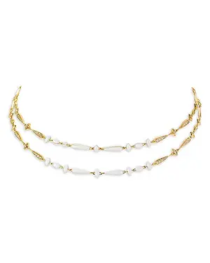 Etho Maria 18k Yellow Brown Diamond & White Ceramic Statement Necklace
