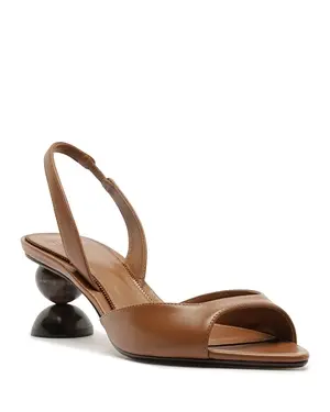 ALEXANDRE BIRMAN Tropicana Leather Mid Heel Sandals - Espresso