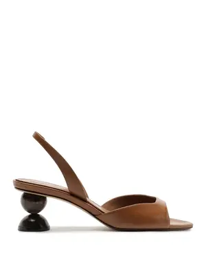 ALEXANDRE BIRMAN Tropicana Leather Mid Heel Sandals - Espresso