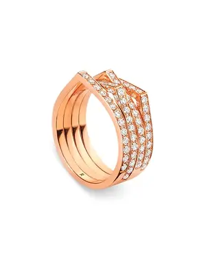 REPOSSI 18k Gold Antifer Diamond V Shaped Band - Rose Gold