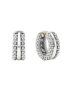 Lagos Sterling Signature Caviar Huggie Hoop Earrings - Silver