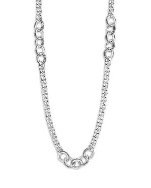 Lagos Signature Caviar Interlocking Ring Station Necklace - Silver