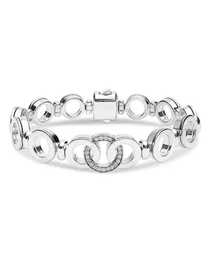 Lagos Sterling Diamond Circle Chain Link Bracelet - Silver