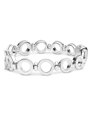 Lagos Sterling Diamond Circle Chain Link Bracelet - Silver