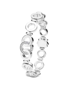 Lagos Sterling Diamond Circle Chain Link Bracelet - Silver