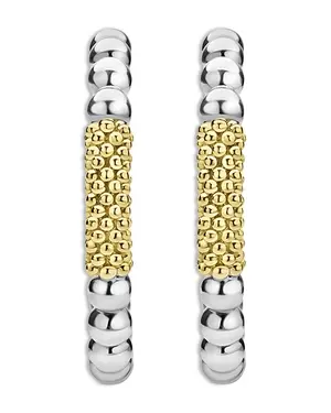 Lagos 18k Yellow Gold And Sterling Icon Bar Bead Hoop Earrings