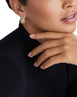 Lagos 18k Yellow Gold And Sterling Caviar Icon Hoop Earrings - Silver