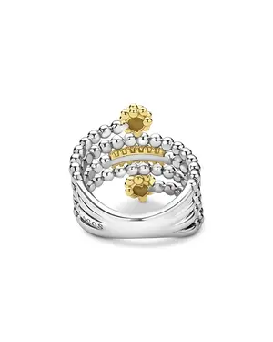 Lagos 18k Yellow Gold & Sterling Caviar Icon Ring - Silver