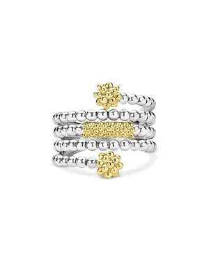 Lagos 18k Yellow Gold & Sterling Caviar Icon Ring - Silver