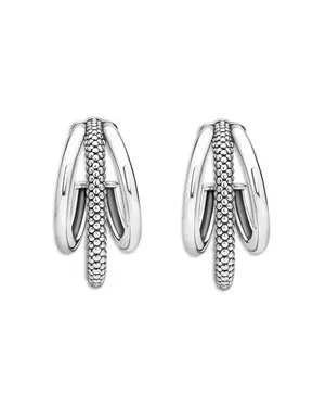 Lagos Sterling Signature Caviar Triple Huggie Hoop Earrings