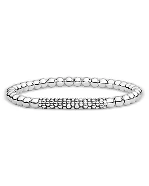 Lagos Sterling Signature Caviar Beaded Stretch Bracelet - Silver