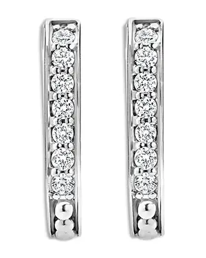 Lagos Sterling Caviar Spark Diamond Hoop Earrings