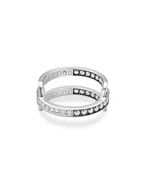 Lagos Sterling Diamond Caviar Linear Ring