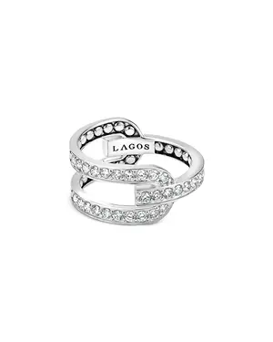 Lagos Sterling Diamond Caviar Linear Ring