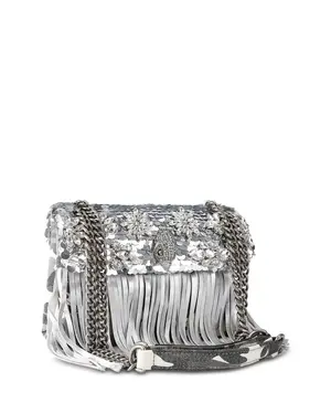 Kurt Geiger Kensington Medium Fringe Crossbody - Open Grey