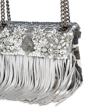 Kurt Geiger Kensington Medium Fringe Crossbody - Open Grey