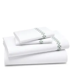 MATOUK Atticus Embroidered Percale Sheet Set, Queen Exclusive - Celadon