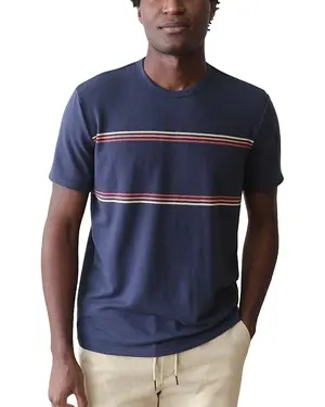Marine Layer Signature Jacquard Crew Tee - Navy Sunset Stripe
