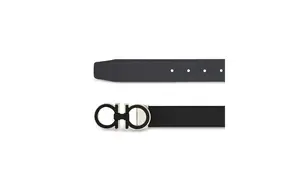 FERRAGAMO Leather Belt With Gancini Buckle - Nero