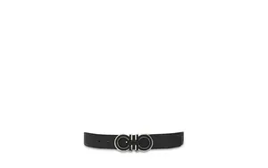 FERRAGAMO Leather Belt With Gancini Buckle - Nero