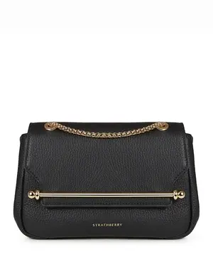 Strathberry East West Mini Leather Shoulder Bag - Black