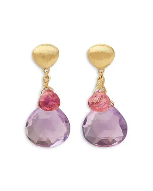 Marco Bicego 18k Yellow Gold Paradise Amethyst And Pink Tourmaline Drop Earrings Gold