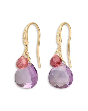Marco Bicego 18k Yellow Amethyst & Tourmaline Drop Earrings - Gold