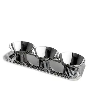 ANNA NEW YORK Striations Tray And Bowls - Silver