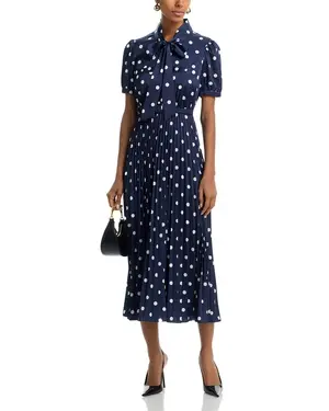 SELF-PORTRAIT Polka Dot Satin Midi Dress