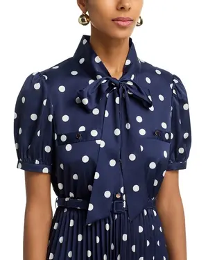 SELF-PORTRAIT Polka Dot Satin Midi Dress