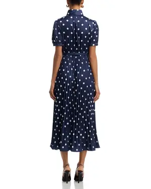 SELF-PORTRAIT Polka Dot Satin Midi Dress