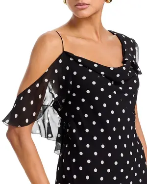 SELF-PORTRAIT Polka Dot Georgette Dress - Black