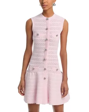 SELF-PORTRAIT Diamante Knit Mini Dress - Pink