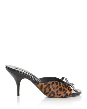 Miu Miu Calf Hair Slide Sandals - Miele